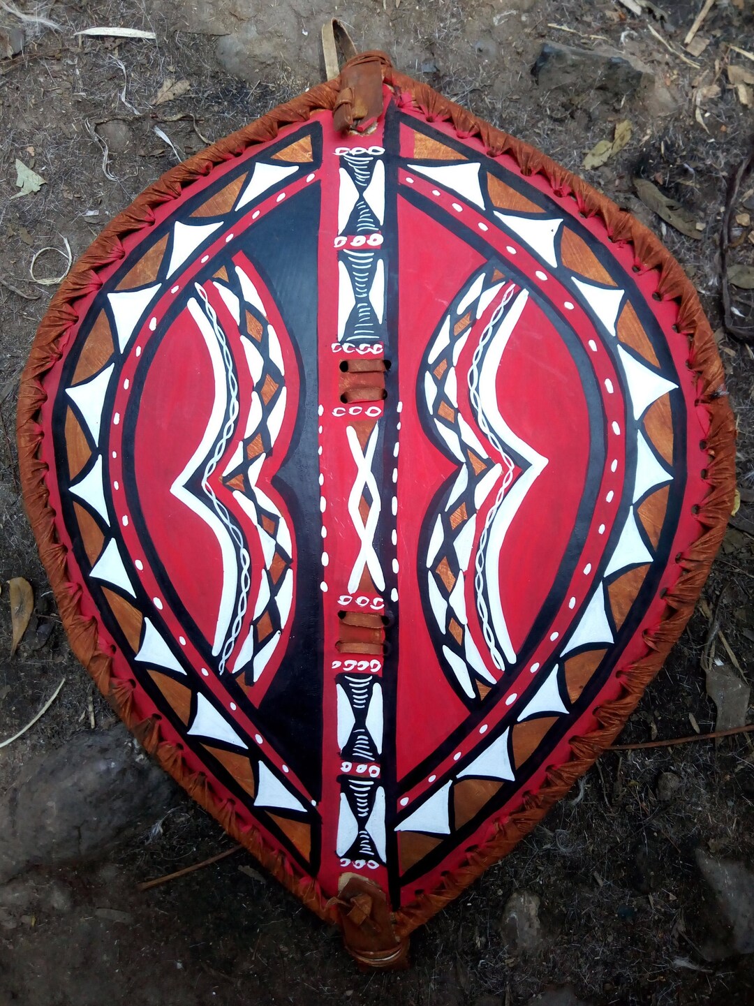 Multicolor Original Maasai Shield Fully-functional Handpainted Cowhide ...
