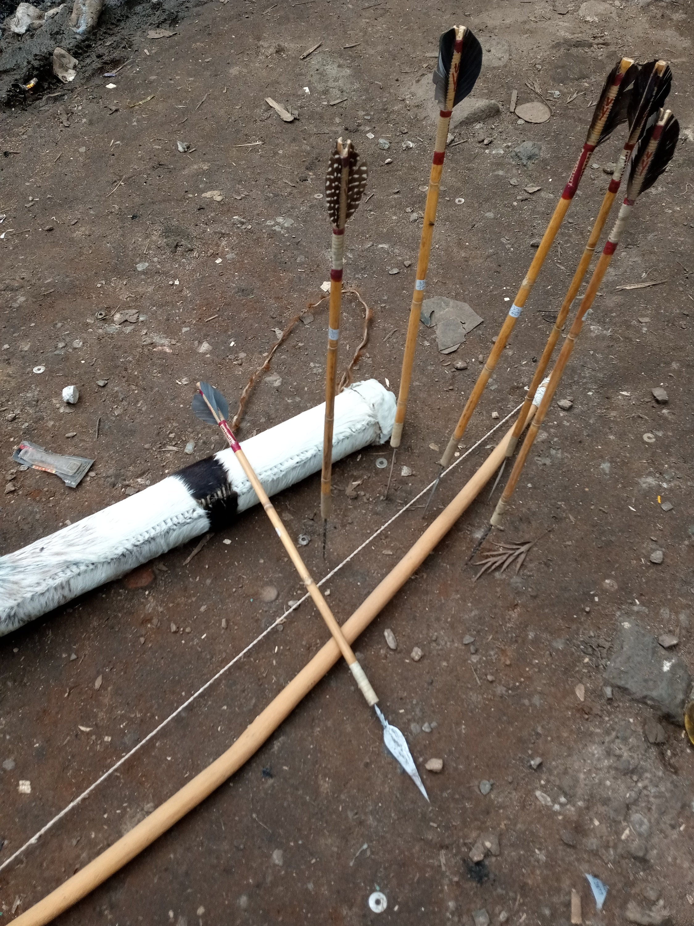Long Bow Arrows Quiver Archery Set Fully Functional Kamba Tribe ...
