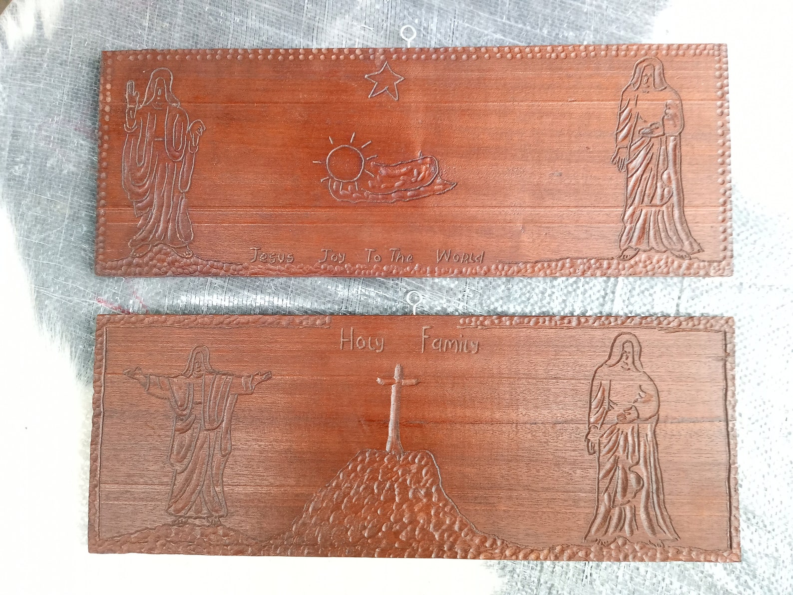 2PC Mahogany Wood Plaque Birth of Jesus Christ Religious - Etsy