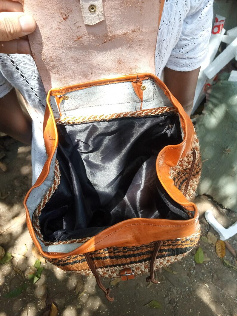 Monkey Bag Leather & Sisel Unisex Backpack Bush Bag Travel | Etsy