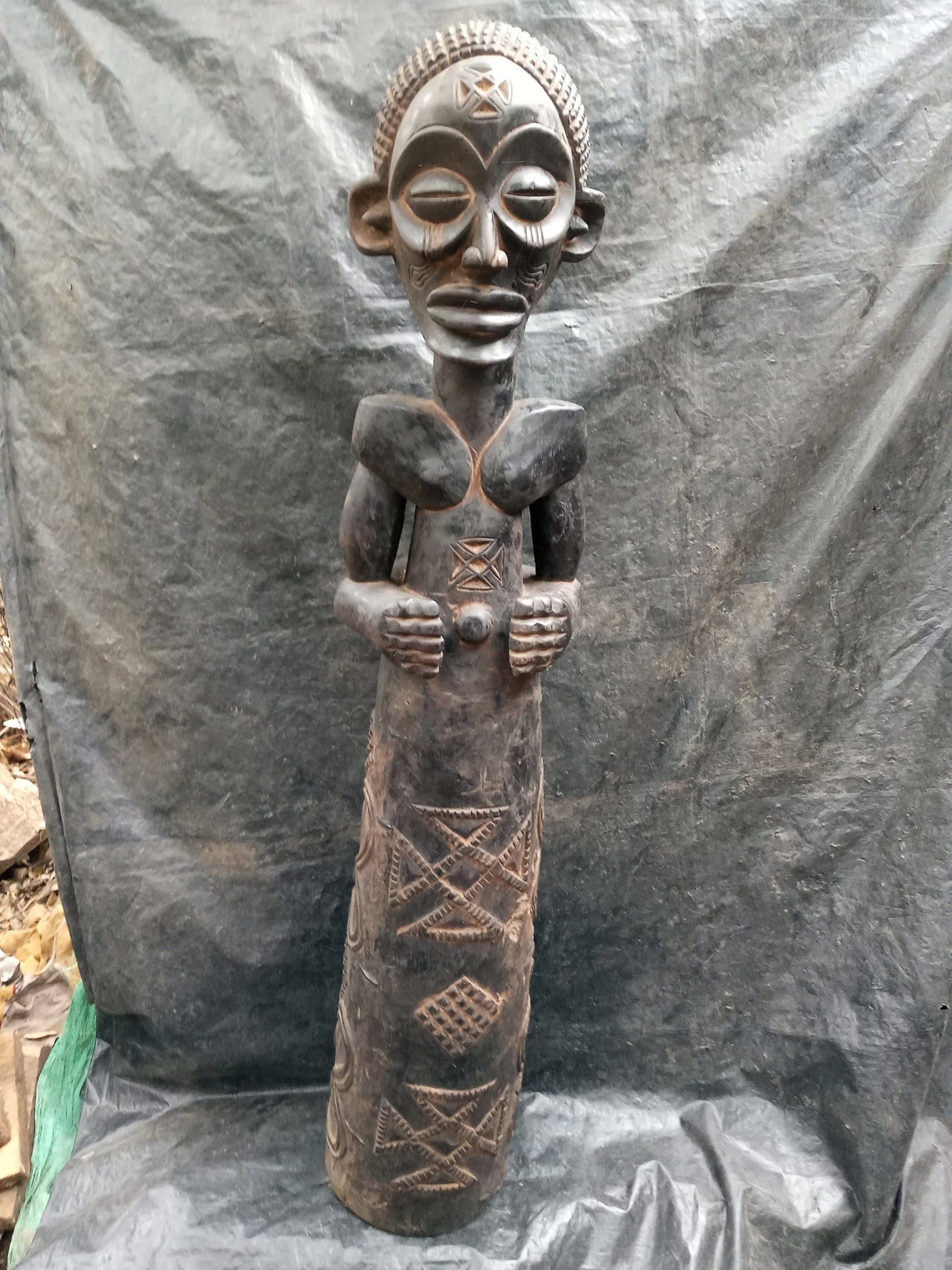 2-Sided Chokwe Trumpet Vintage Wood Original Sculpture DRC | Etsy