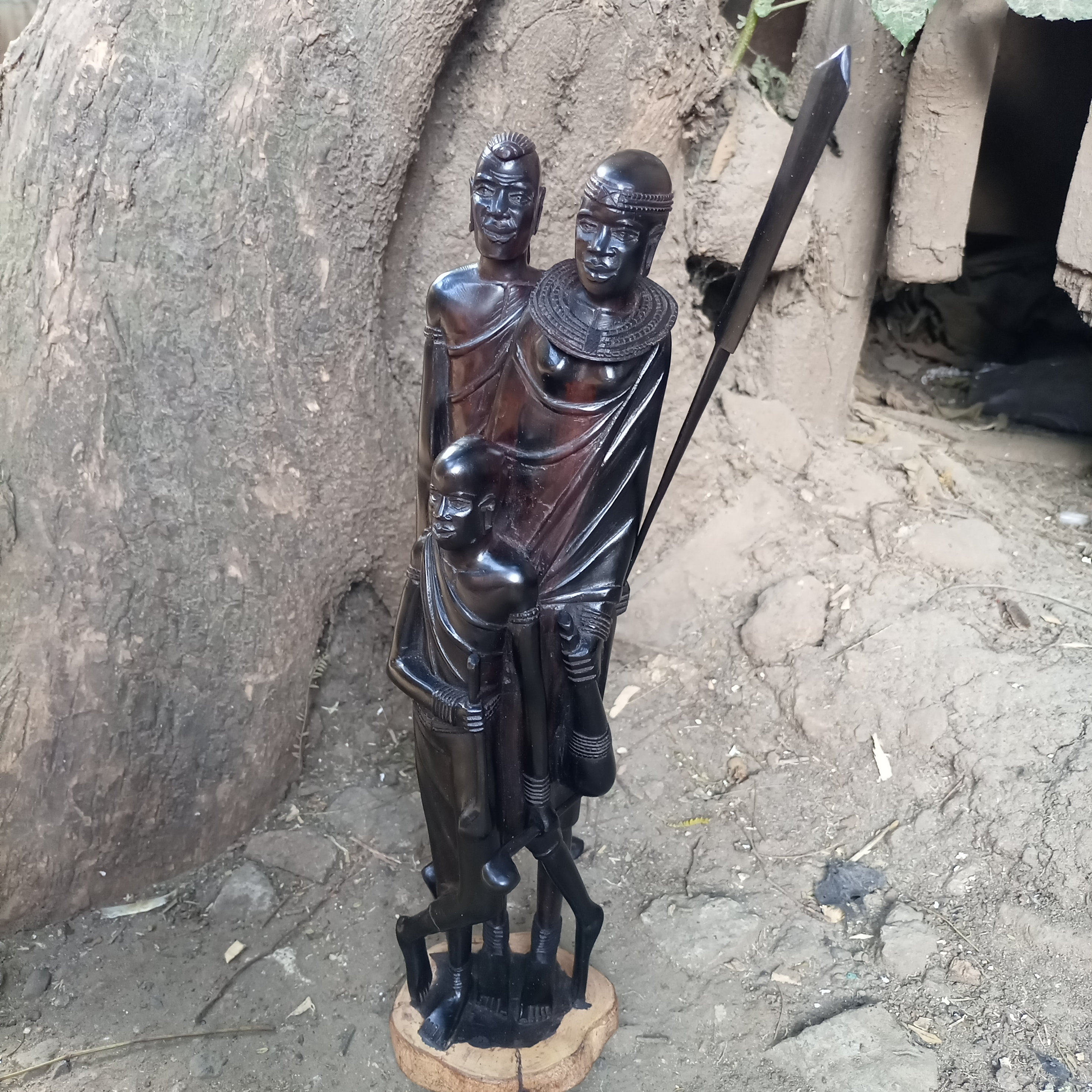Black Wood Maasai Family of 3 Original Kamba Tribe Art Kenya Africa ...