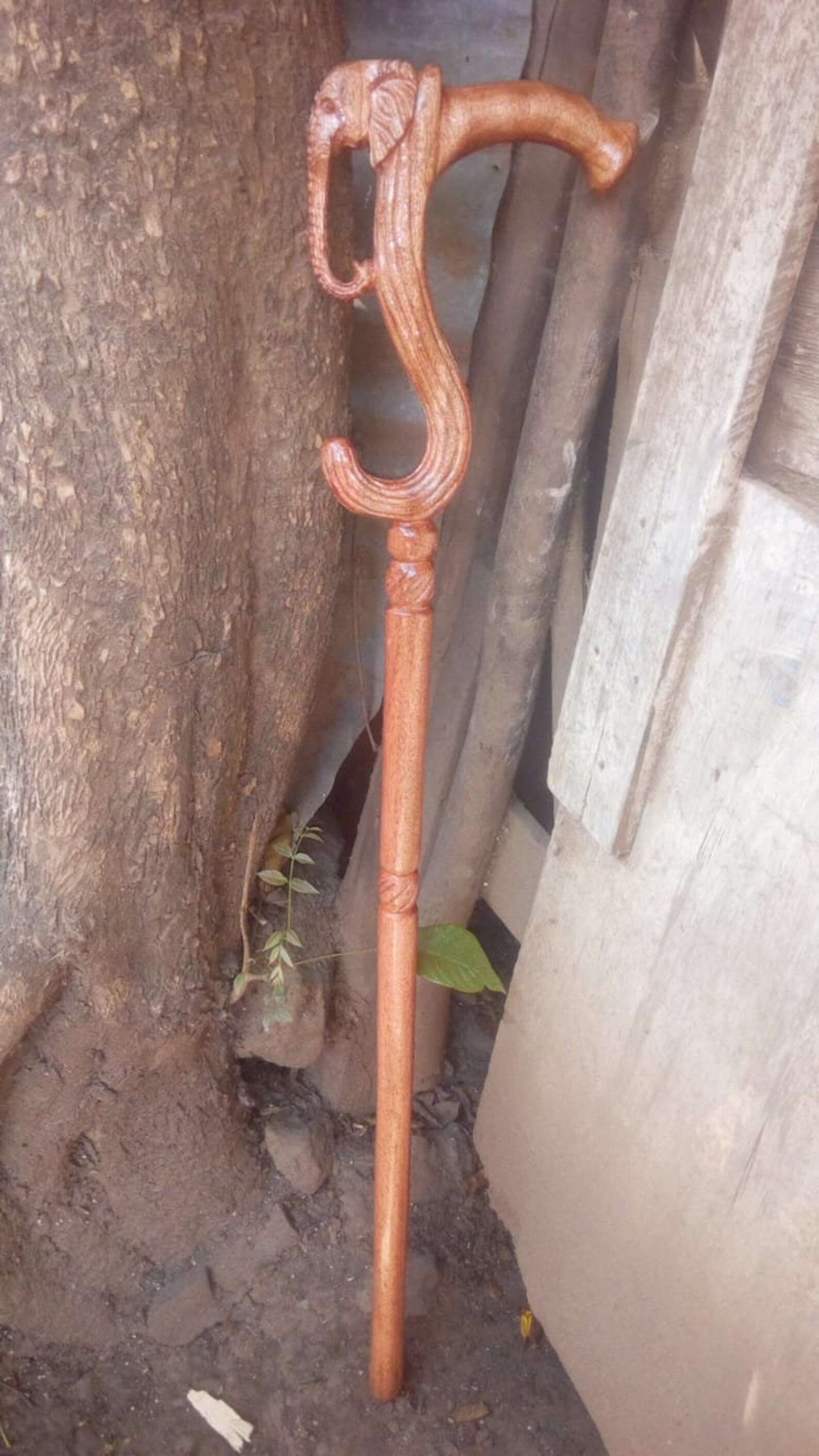 Original African Elephant Head Handle Hiking Stick Walking Cane ...