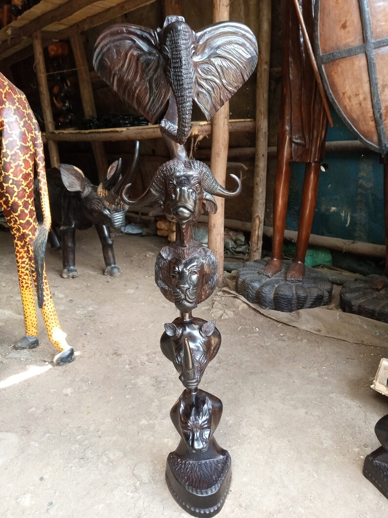 1PC LARGE BLACK or Rosewood Big 5 Animals Original Kamba Tribe Table ...