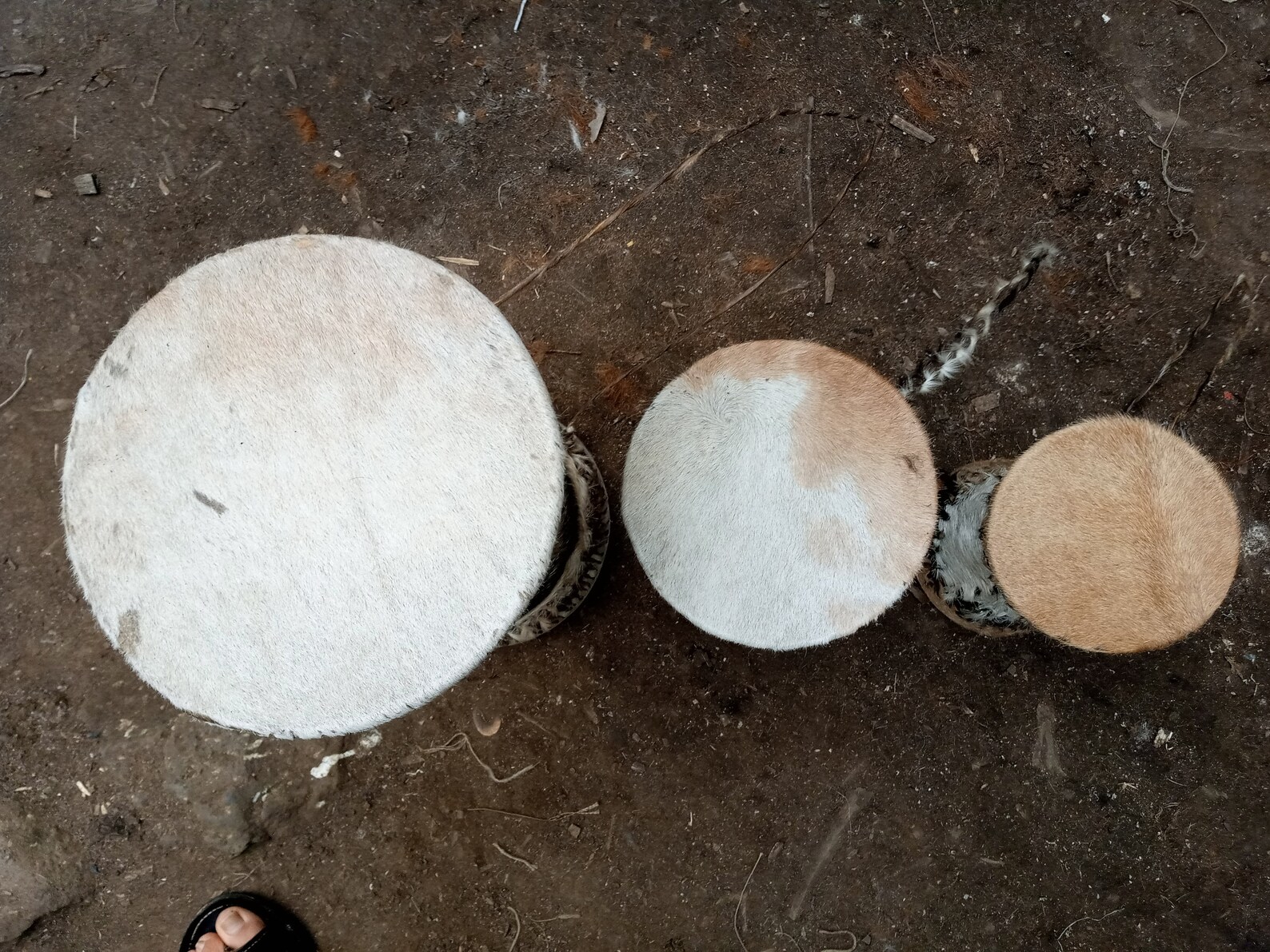 Double Bongo Side Table Drum Original Cowhide Leather Fully | Etsy