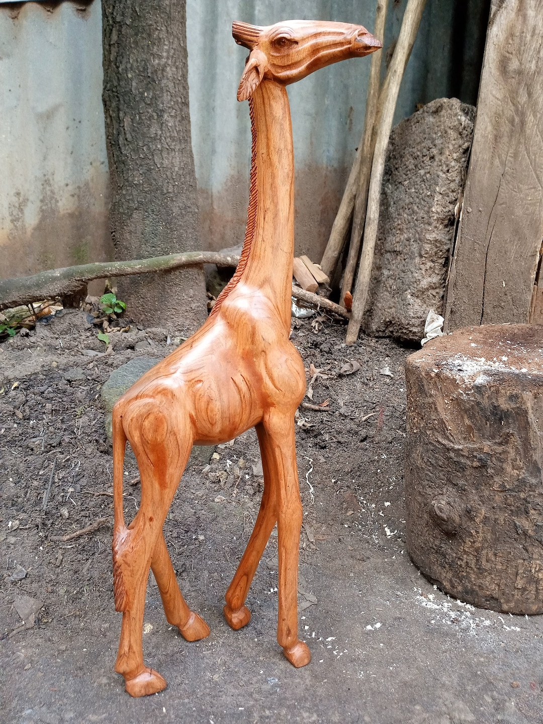 Rosewood / Blackwood Giraffe Carving Original Kamba Tribe Art Kenya ...