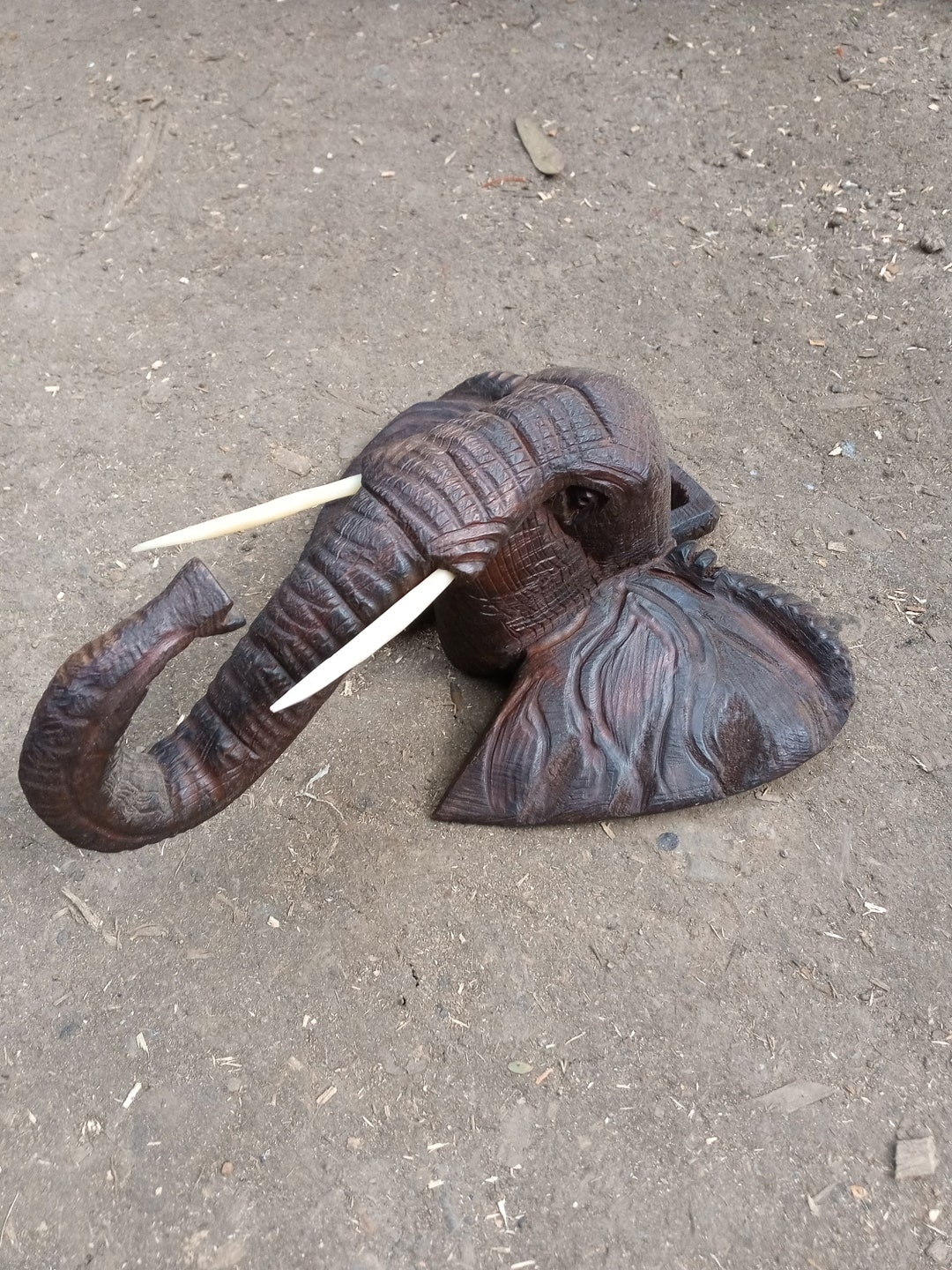 Kamba Tribal Plaque Elephant Mask Kenya Africa Olivewood Carving Wall ...