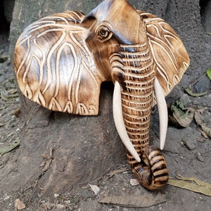 Kamba Tribal Plaque Elephant Mask Kenya Africa Olivewood Carving Wall ...