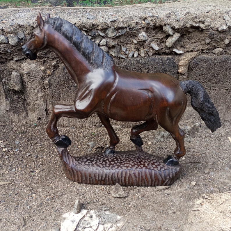 Dancing Wild Horse Original Kamba Animal Art Jacaranda Wood Kenya ...