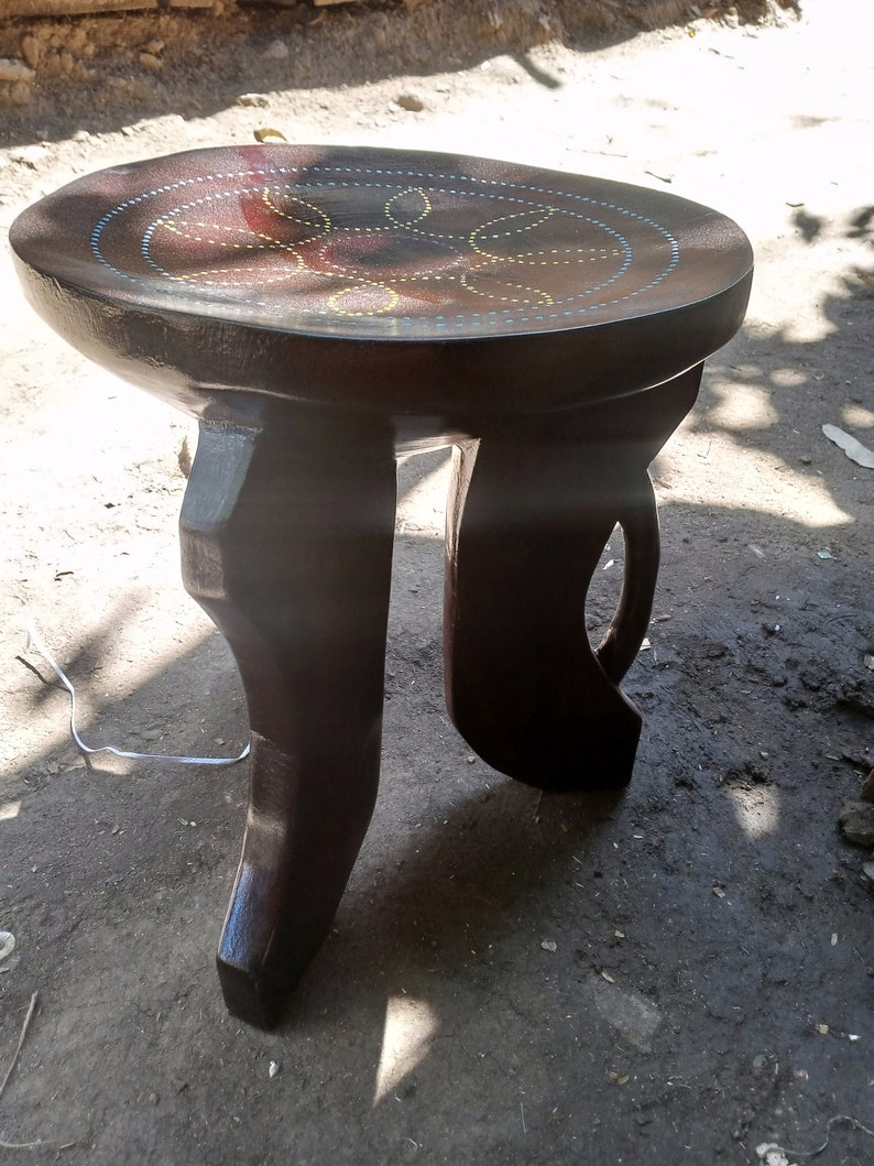 Kenya Kamba Tribe Stool Chair Beads Solid 1-PC Red Jacaranda - Etsy