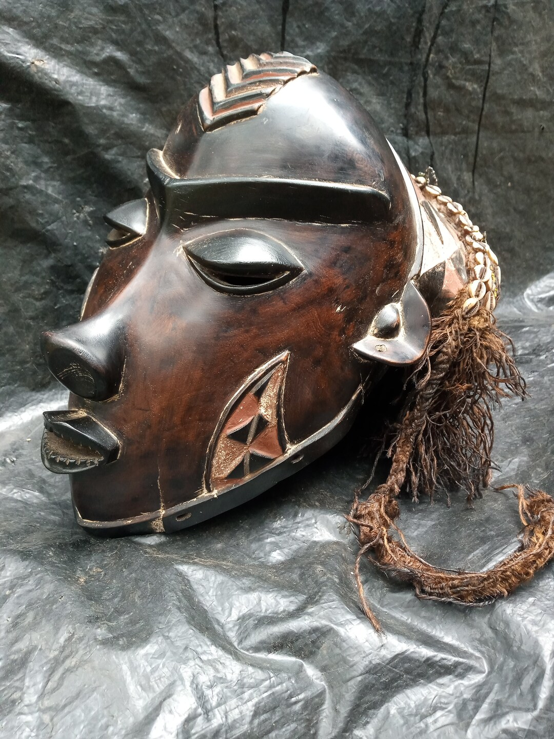 Original Pende Tribe Vintage Tribal Mask Cowry Shells Beads Fully ...