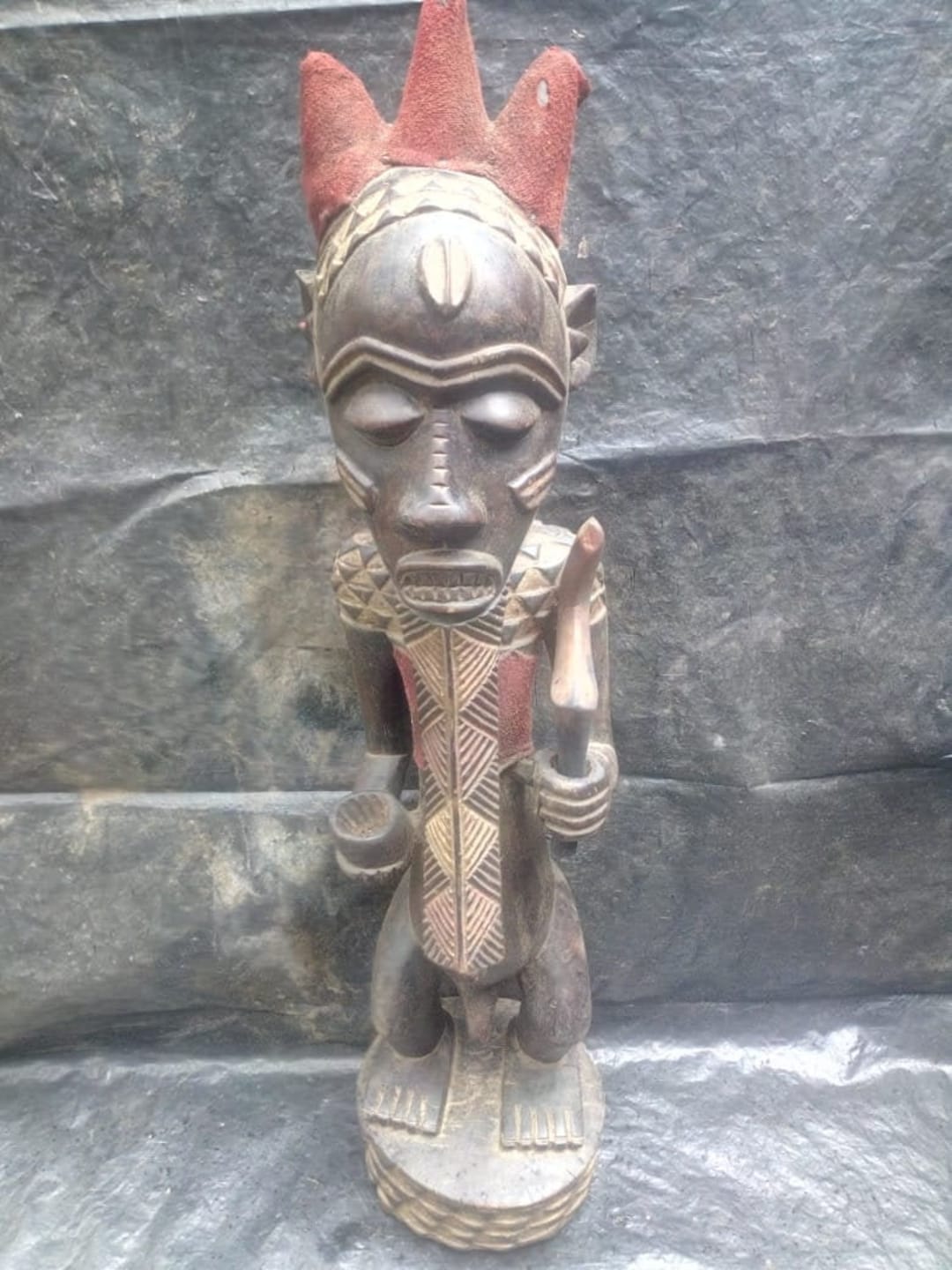 Antique Pende Tribe " Warrior Chief" Original Vintage Statue Carved ...