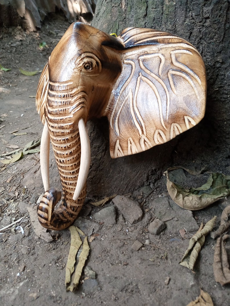 Kamba Tribal Plaque Elephant Mask Kenya Africa Olivewood Carving Wall ...