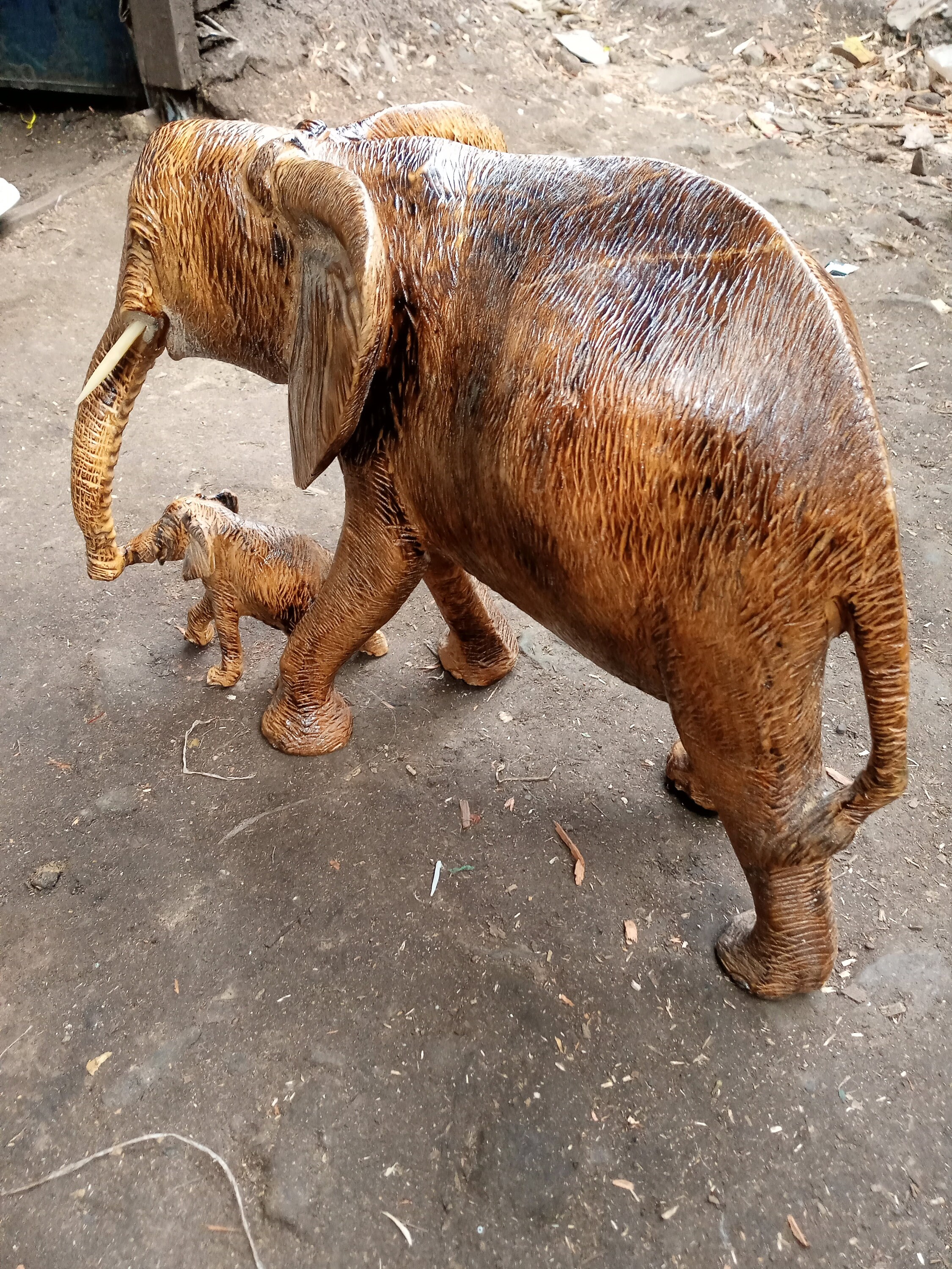 Elephant & Baby Statue Kenya Africa Olivewood Carving Original - Etsy
