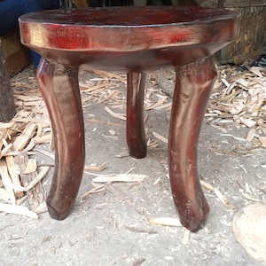 Kenya Kamba Tribe Stool Chair Beads Solid 1-PC Red Jacaranda Wood African Original Home ...