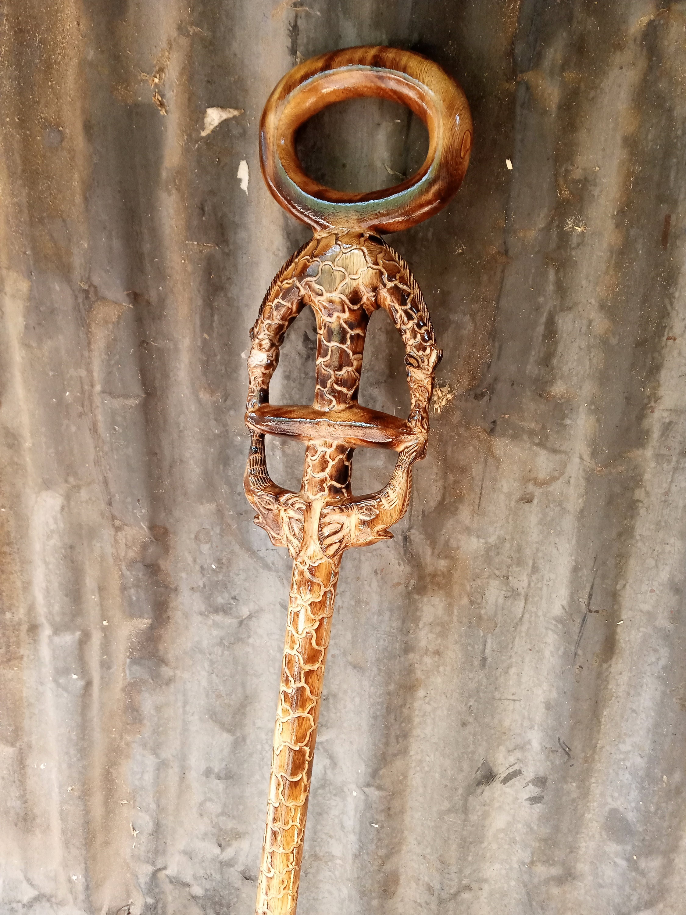 Original African Giraffe & Elephant Hiking Walking Stick Cane | Etsy