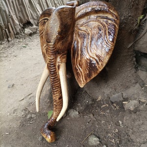 Elephant Mask Kenya Africa Olivewood Carving Kamba Tribal Plaque Wall ...