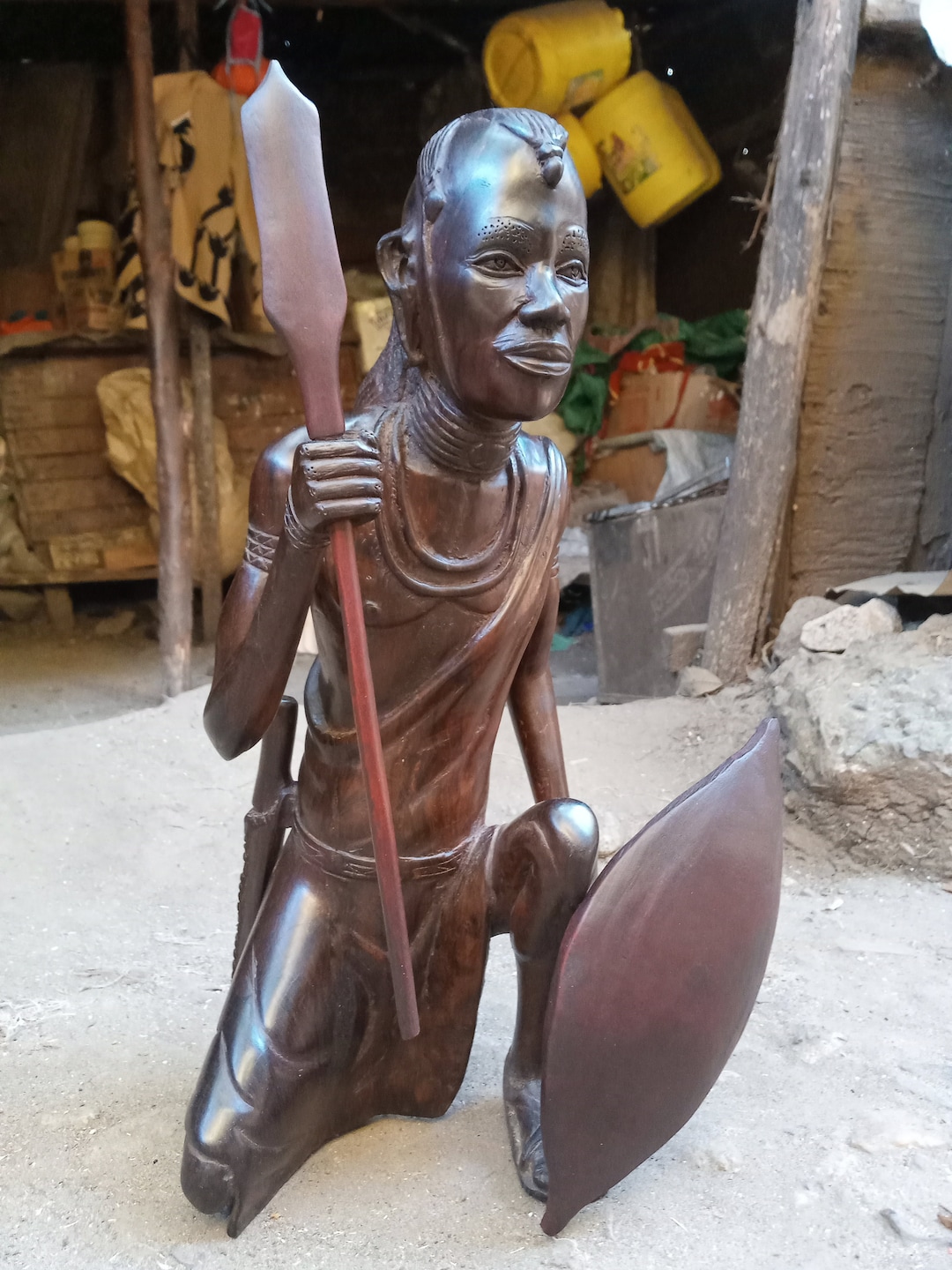 Maasai Warrior Carved Rosewood Ironwood Original Kamba Tribal Art Kenya ...