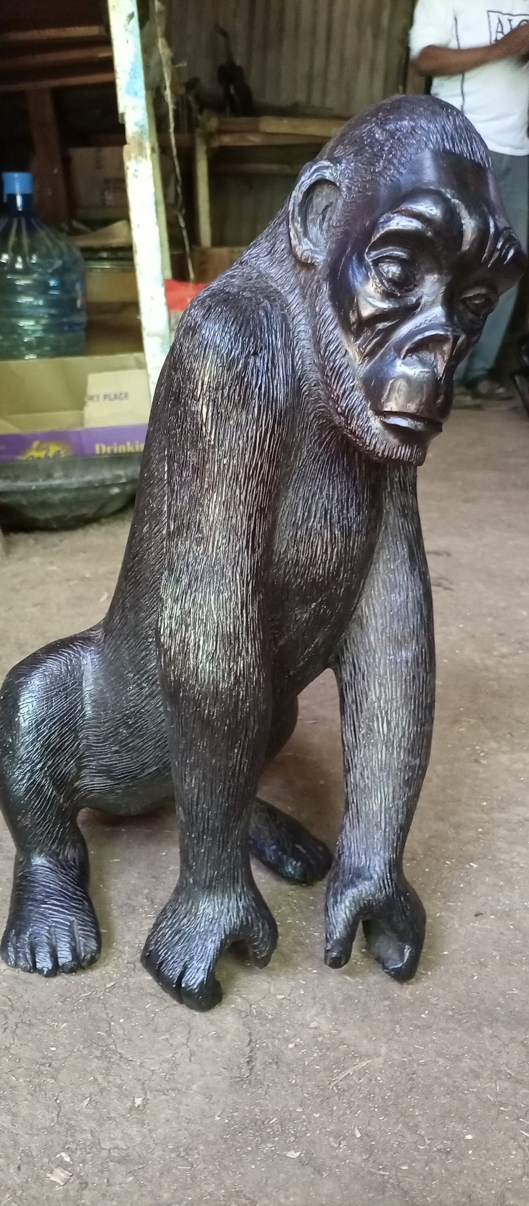 Gorilla Primate Hand-carved Blackwood Sitting Original Kamba Home ...