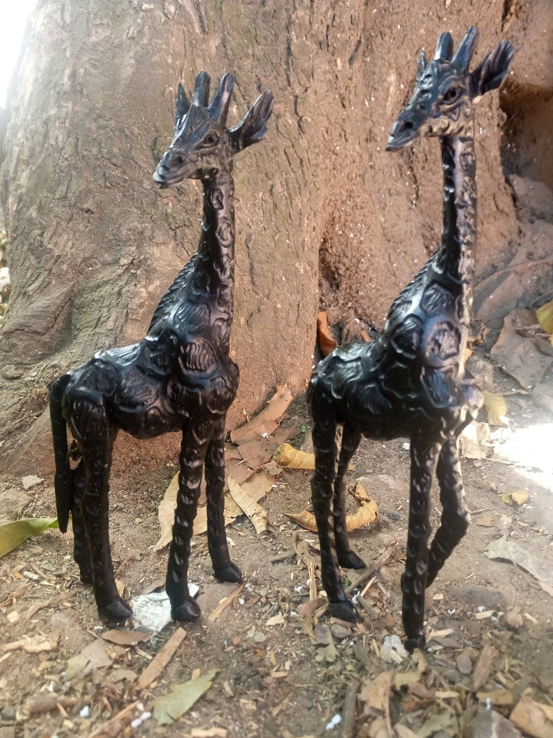 2 Giraffe Ironwood or Rosewood Original Kamba Tribal Table Shelf Home ...