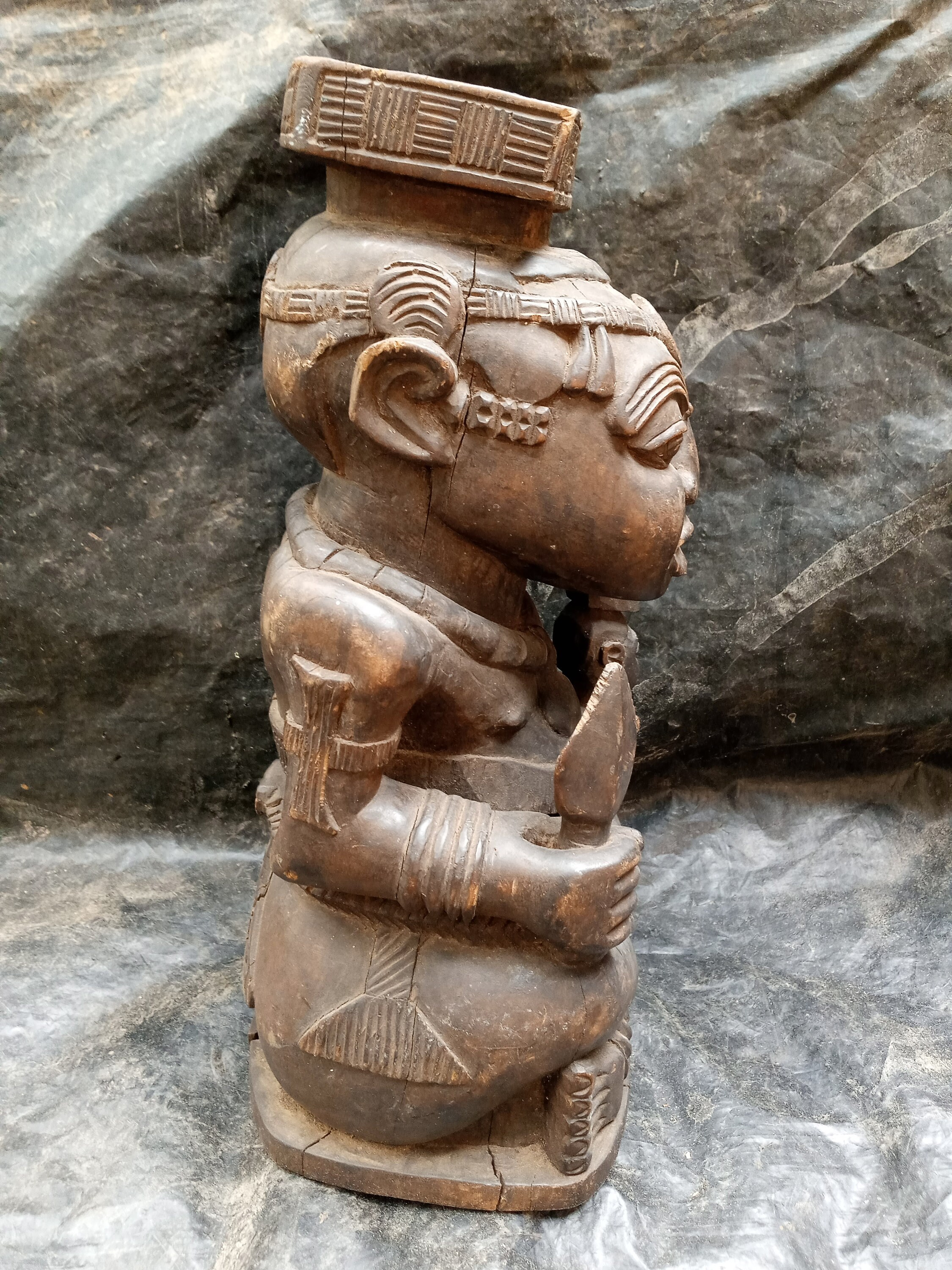 Congo Bakuba "king Statue" DRC Africa Original Art Carving Antique ...