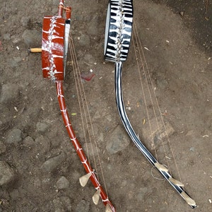 2 Handmade Zeze Guitar Drums Playable Original Cowhide Leather ...