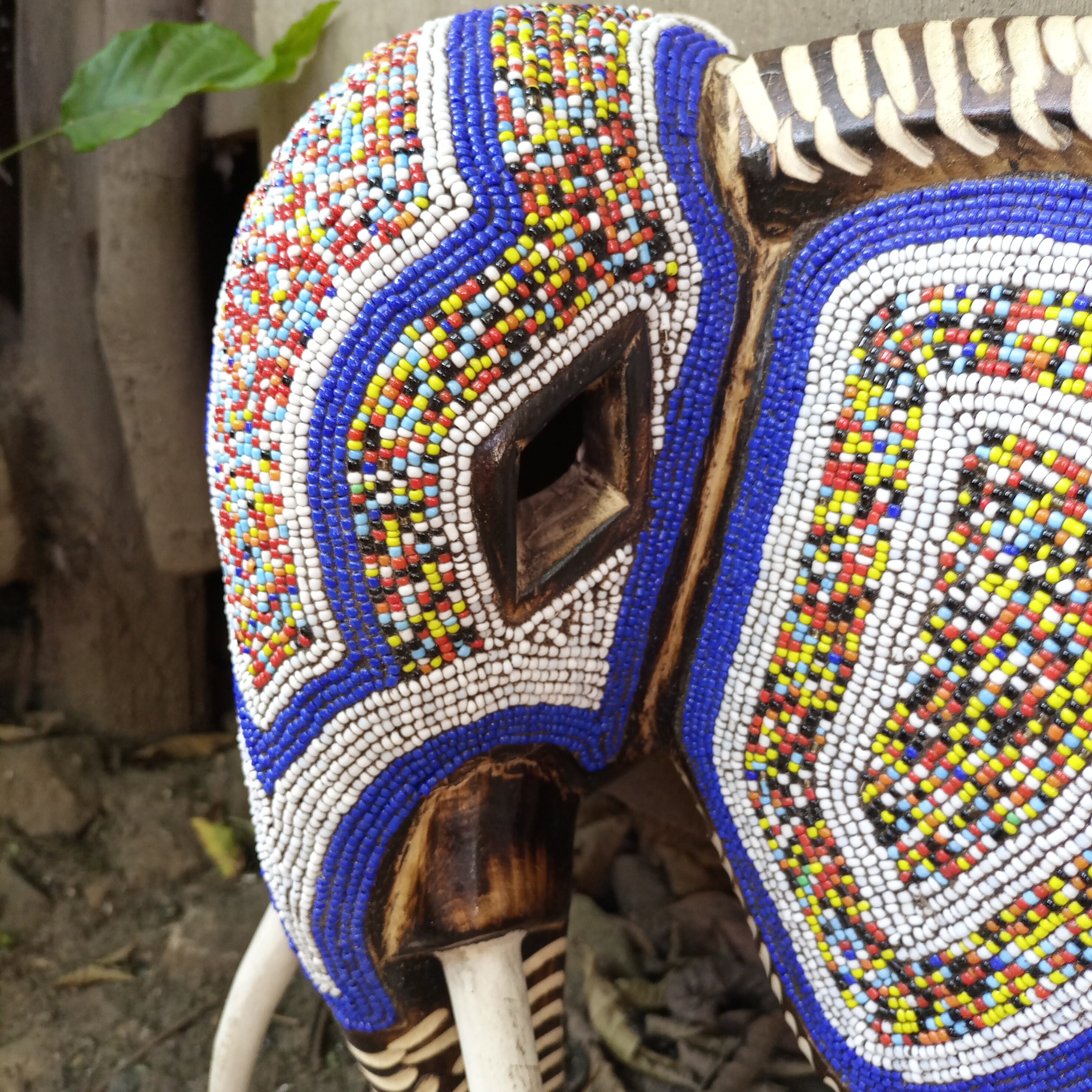 Kamba Tribal Plaque Beaded Elephant Mask Kenya Africa Carving | Etsy