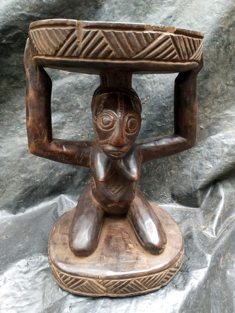 DRC Tabwa Tribe Stool Chair Handcarved Solid 1-piece Hardwood - Etsy