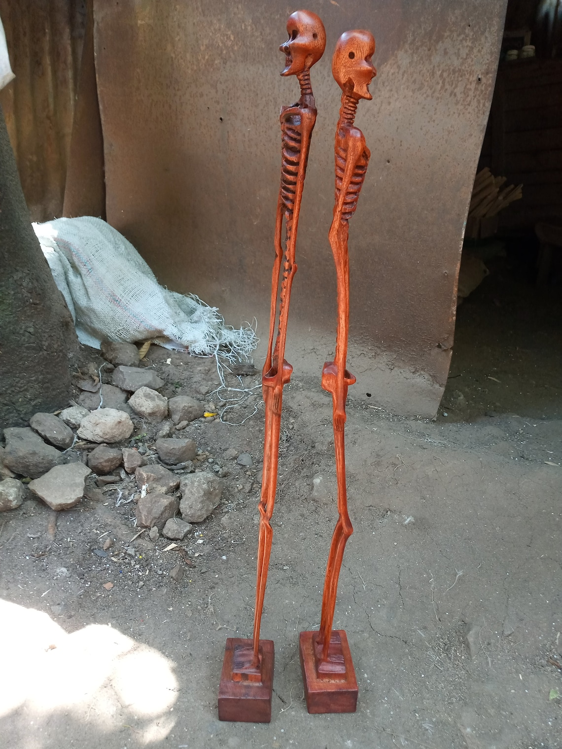 Original Primitive Style Skeleton 1-PC Solid Red Mahogany Maasai Man ...