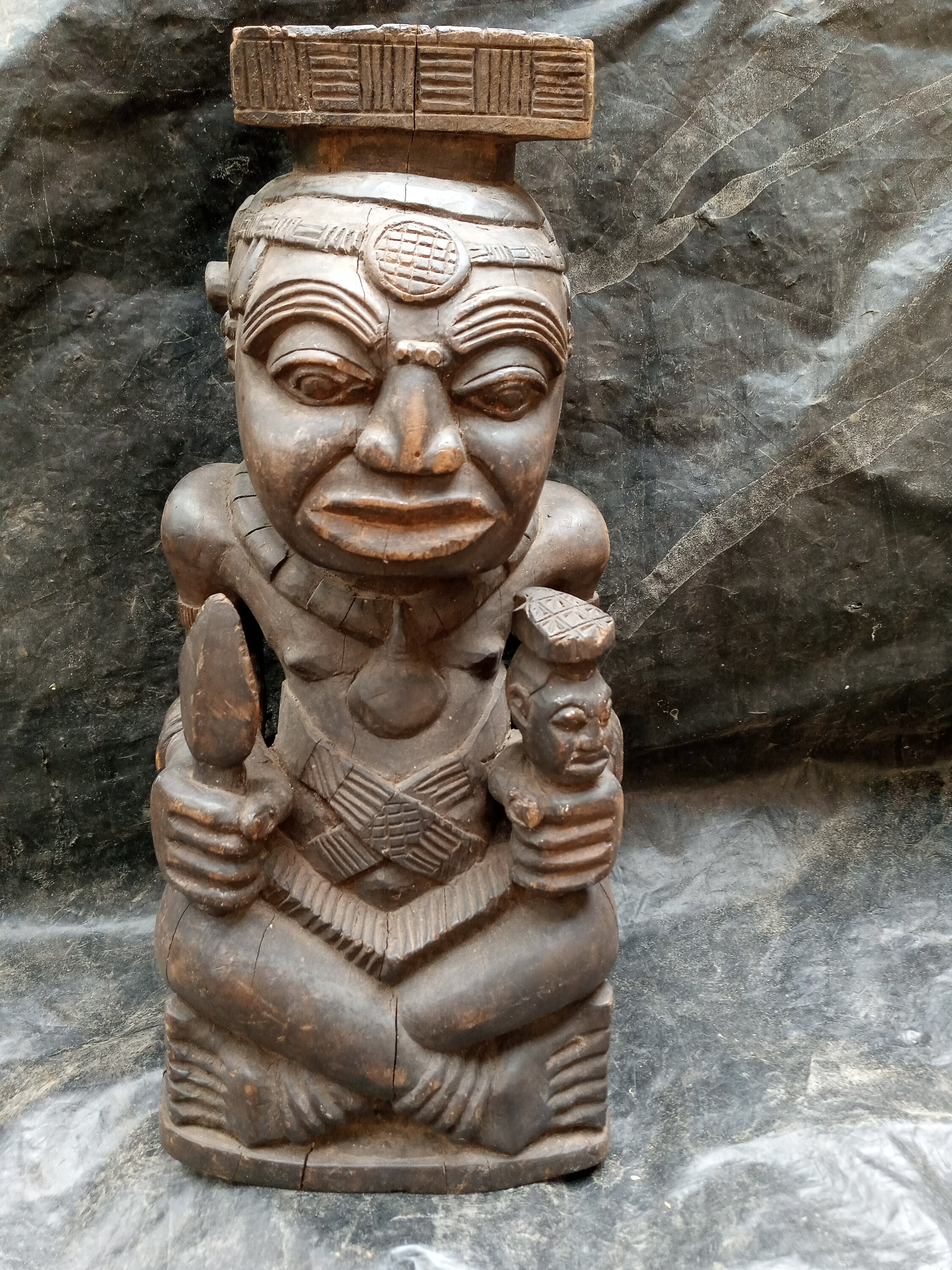 Congo Bakuba "king Statue" DRC Africa Original Art Carving Antique ...