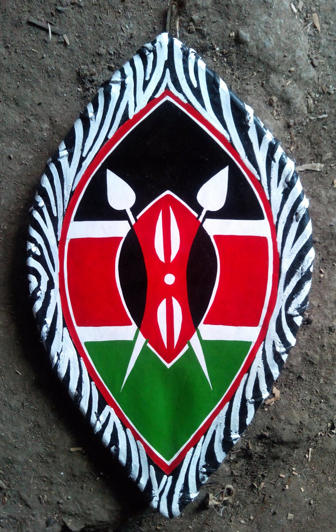 Original 60x24in Zebra Striped Zulu Shield Fully-functional Black White ...