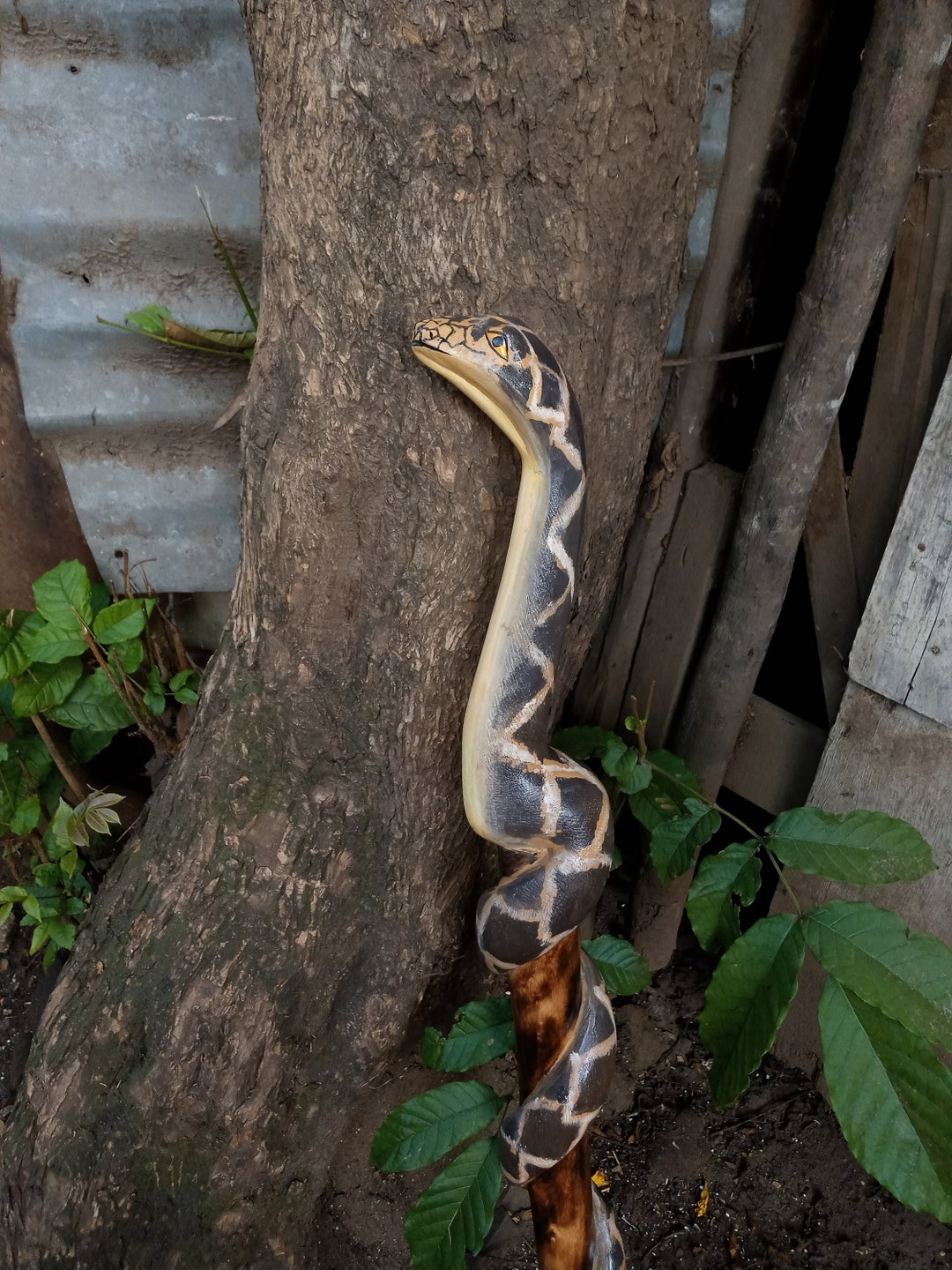 Serpent Big Snake Hiking Walking Stick Cane Handmade Kenya Africa Solid ...