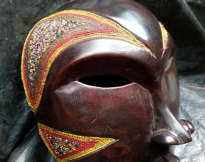 Original Congo Beaded Boa Tribe Mask African Large Wood Art - Etsy