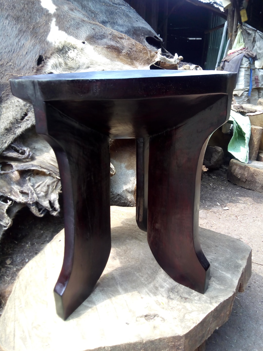 2 PCS Large Kenya Kamba Tribe Stool Chair 1piece Hardwood African ...