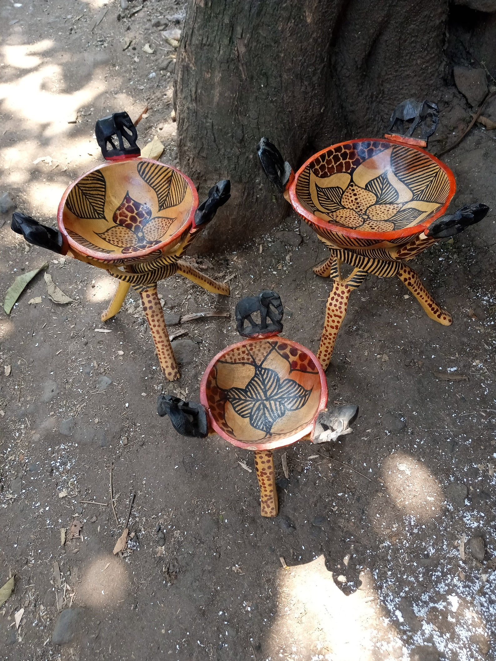 Three Elephants Bowl Plant Holder Hand Carved Jacaranda Wood - Etsy