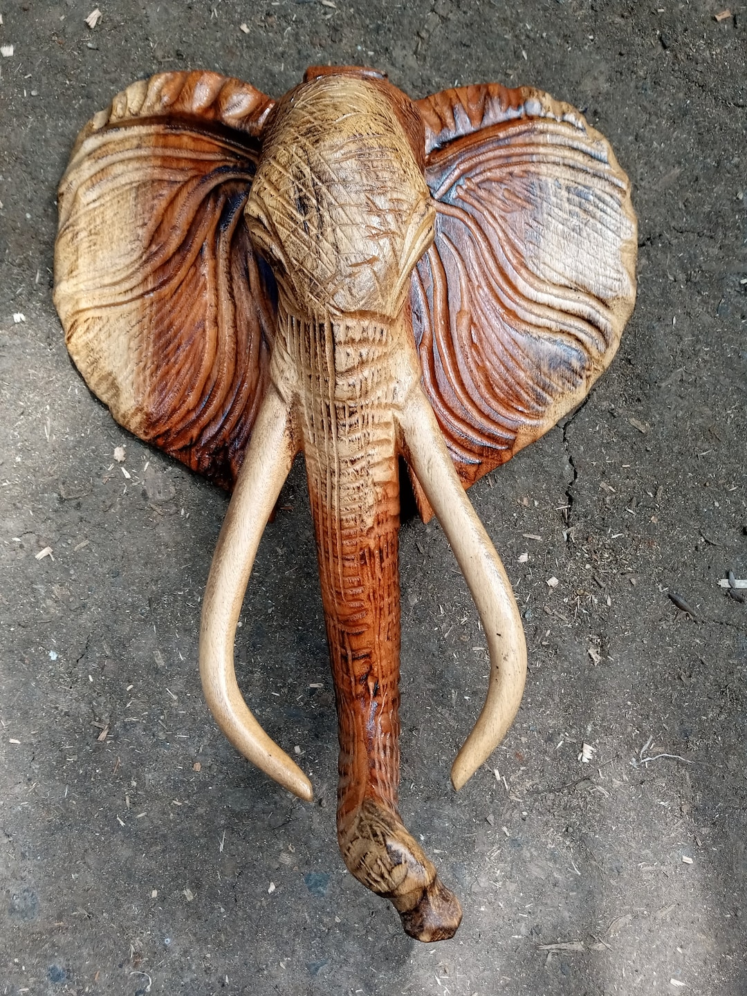 Kamba Tribal Plaque Elephant Mask Kenya Africa Olivewood Carving Wall ...