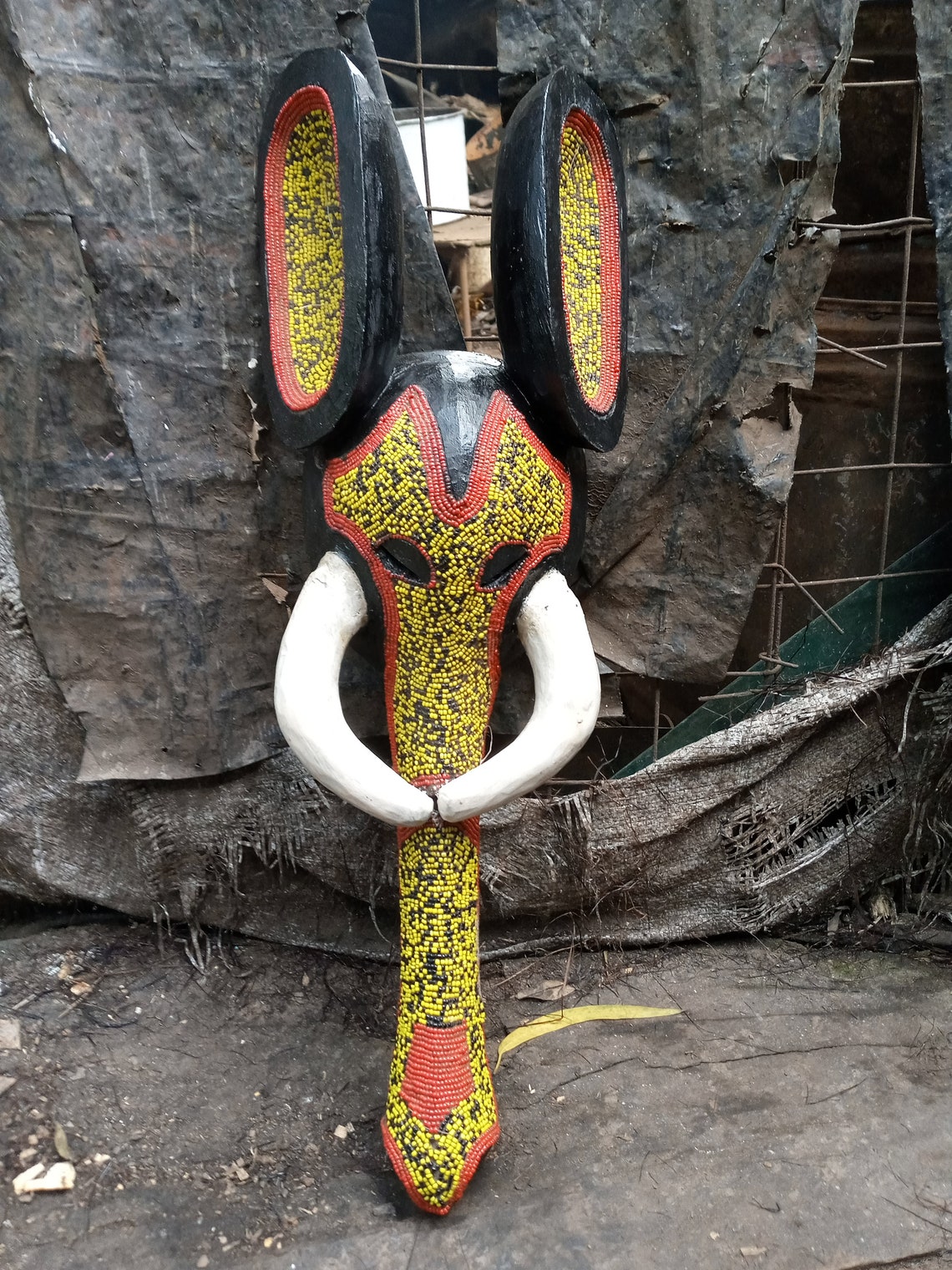 Original Beti Tribe Tribal Elephant Mask Cameroon West Africa Wood Art ...