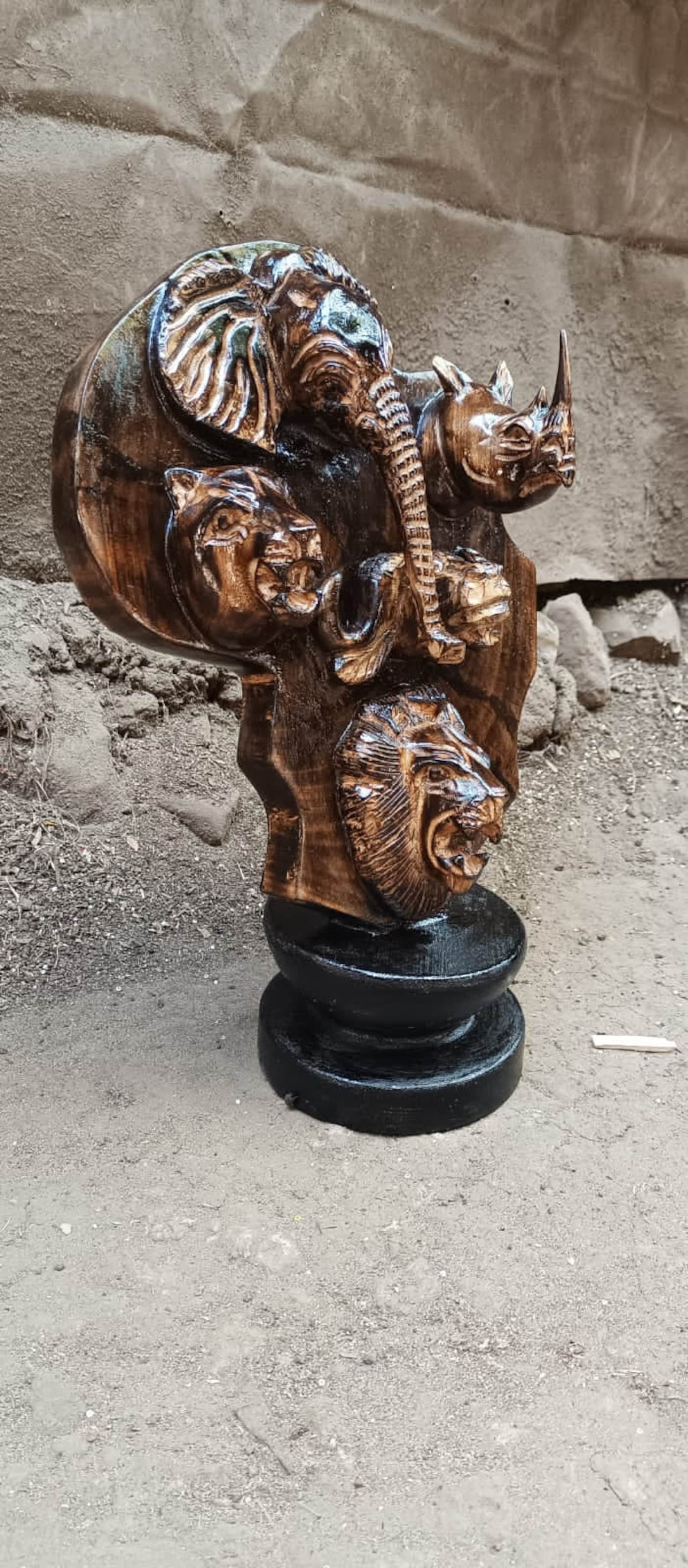 Carved Wood Big 5 Animals Original Kamba Art Kenya Africa | Etsy