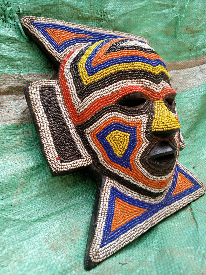 Original Luba Tribe Vintage Mask Orange Yellow Red Rainbow - Etsy