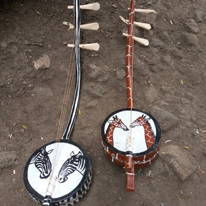 2 Handmade Zeze Guitar Drums Playable Original Cowhide Leather ...