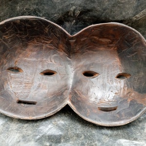 Original Lega Tribe Near Vintage 2 Faces Mask DRC Africa Wood Art ...