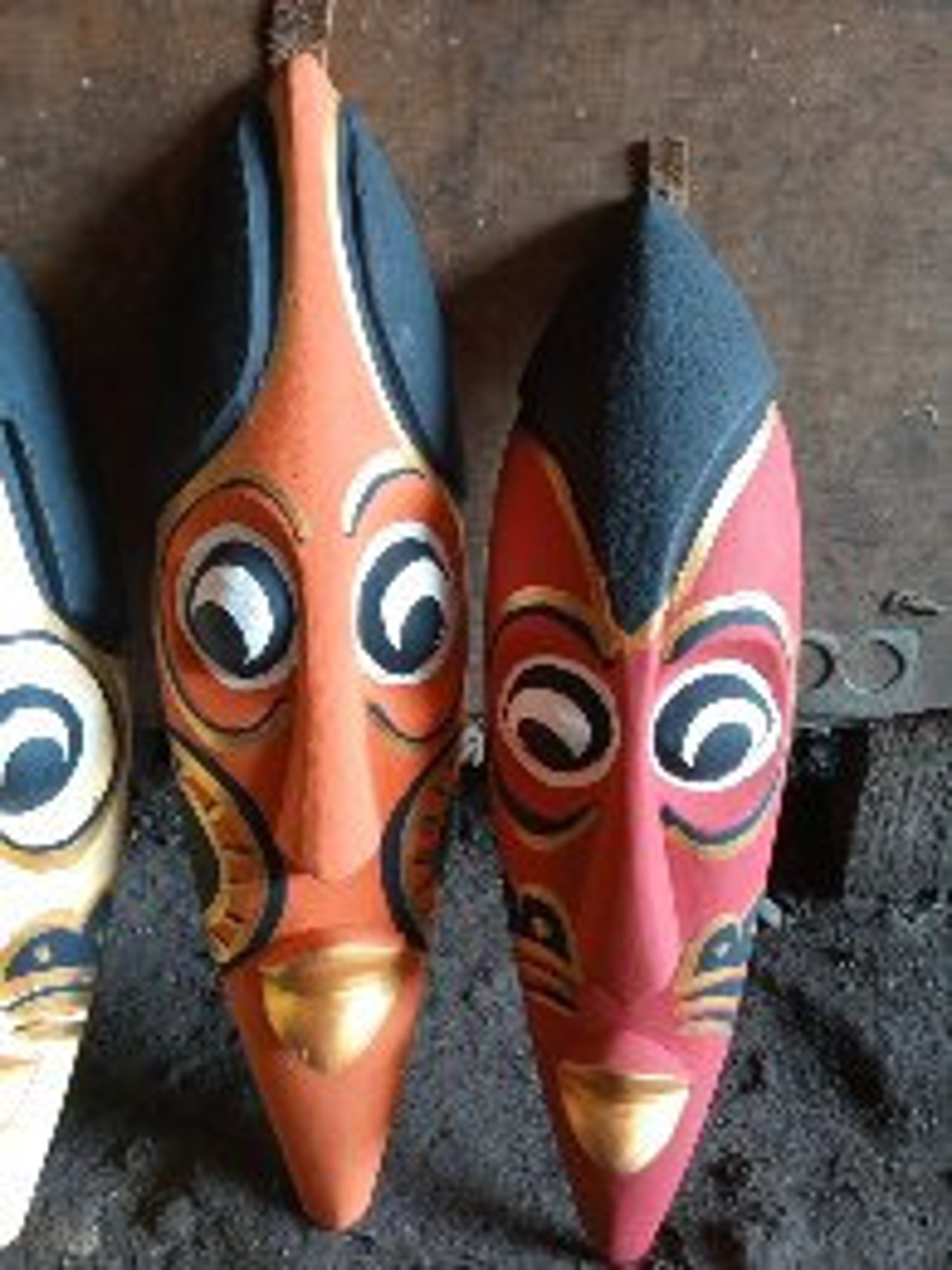 Jacaranda Wood Painted Masks 5pc Set Original Kamba Coffee - Etsy
