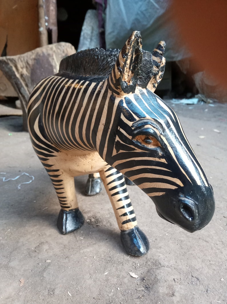 Jacaranda Wood Zebra Black White Original Kamba Painted Tribal Coffee ...