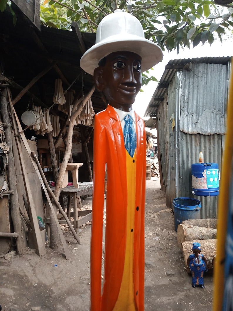 Carved Jacaranda Wood "cameroonian Men" Original Kamba Tribal Art Kenya ...