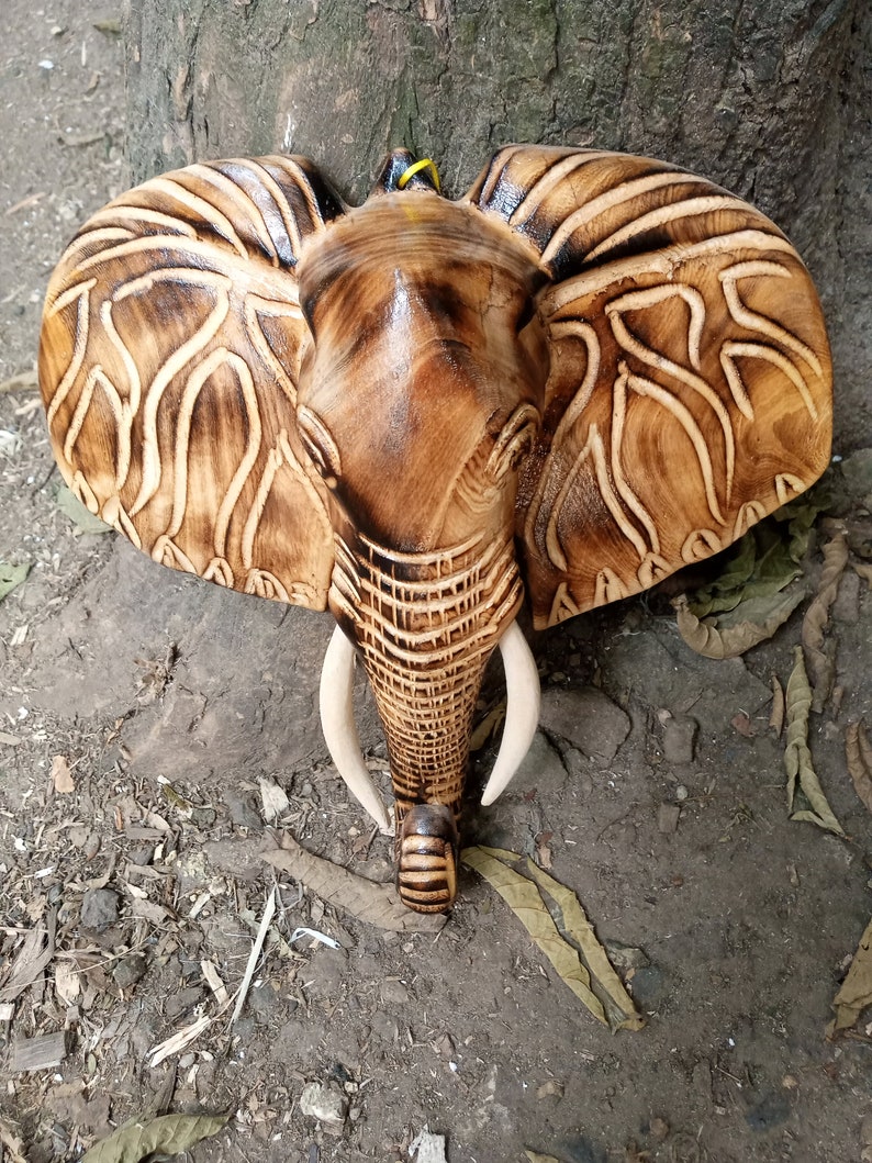Kamba Tribal Plaque Elephant Mask Kenya Africa Olivewood Carving Wall ...