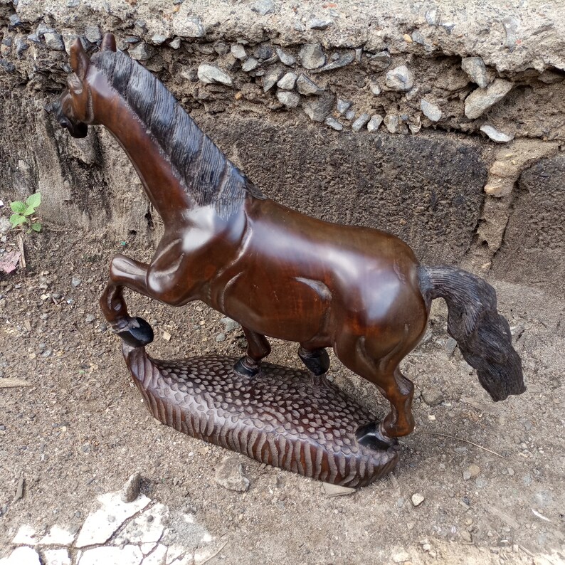 Dancing Wild Horse Original Kamba Animal Art Jacaranda Wood Kenya ...