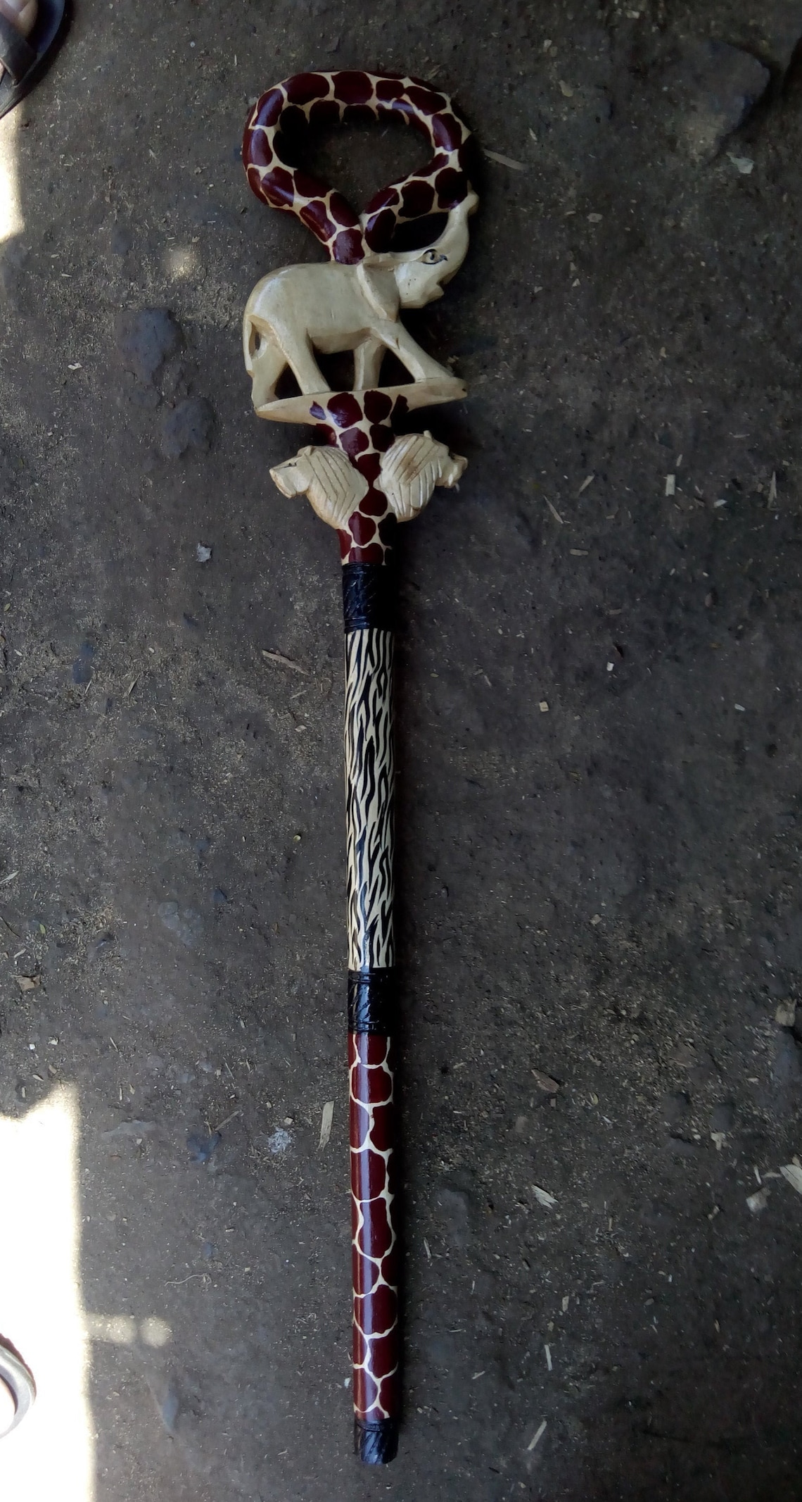 Original 1960's Style African Elephant Lion Walking Stick - Etsy