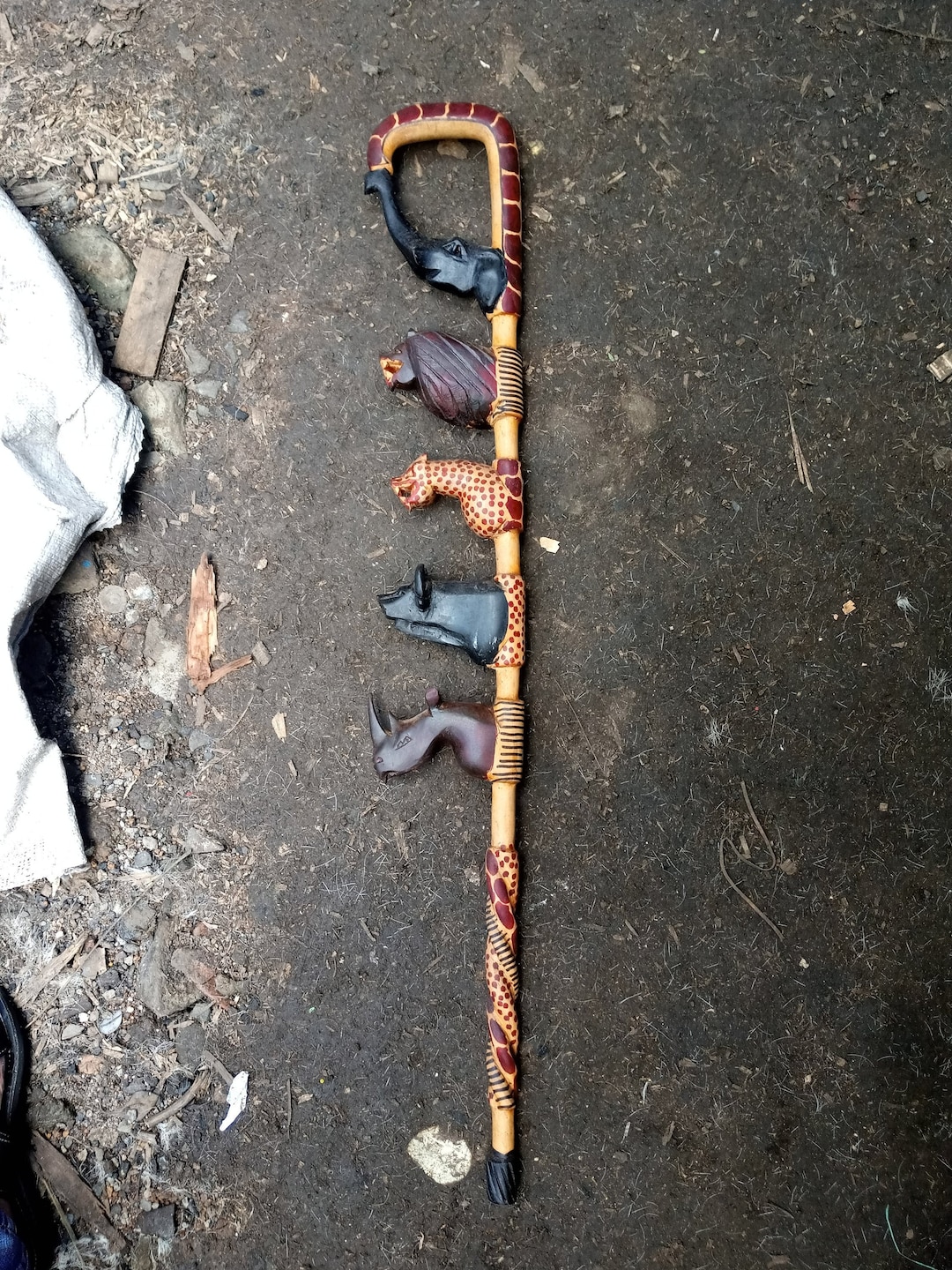 Big5 Animaux en Bois Dur Randonnée Bâton de Marche Canne Fait - Etsy France