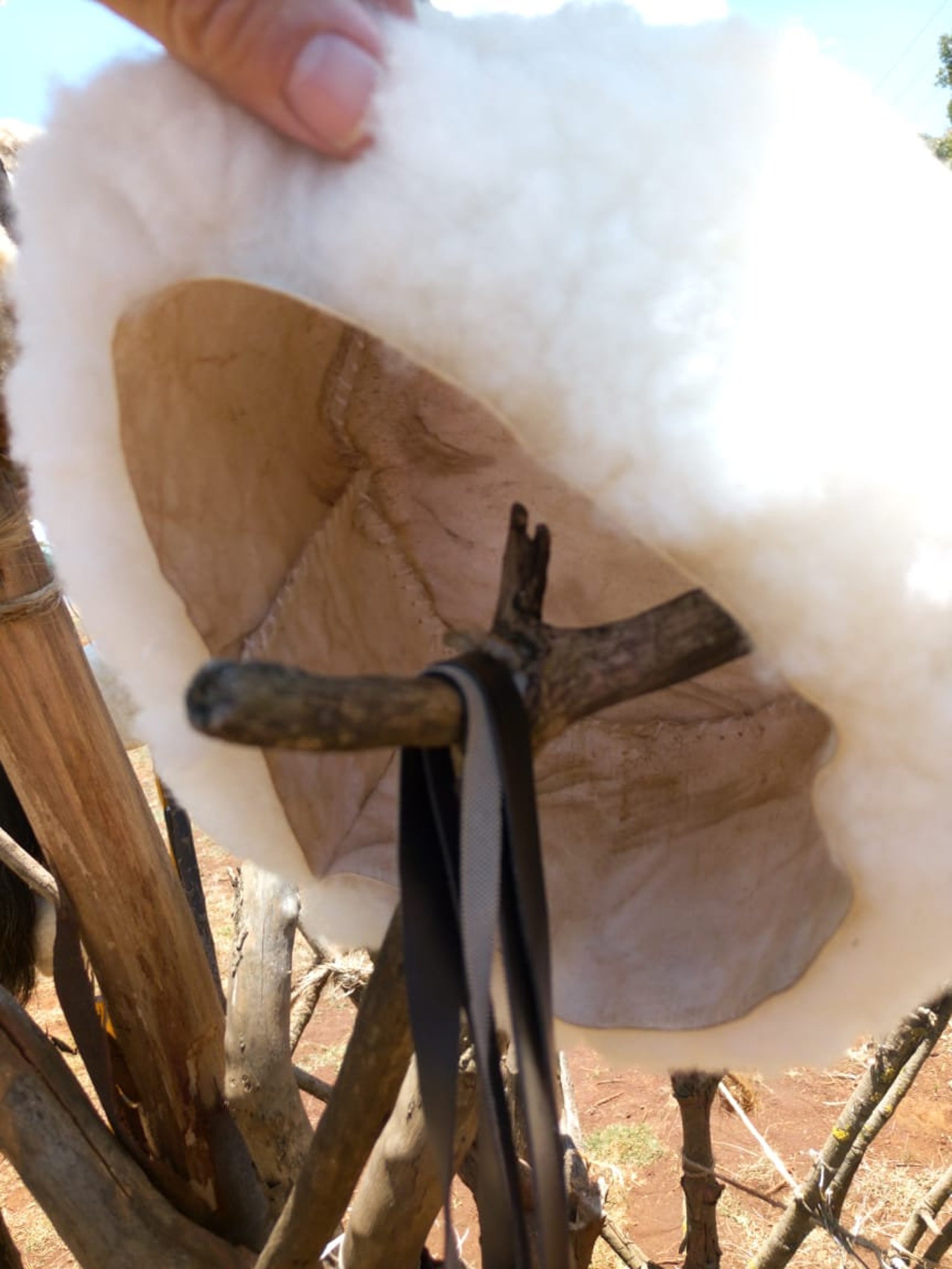 Natural Merino Sheep Skin Lamb Wool Hat Cap Ear Flaps Soft Warm African ...