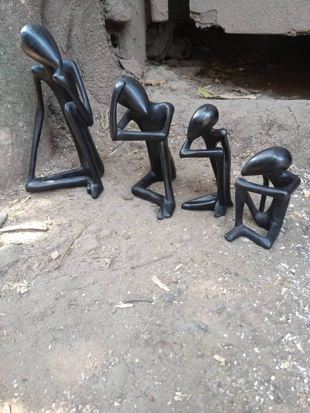 Original Blackwood / Rosewood "thinking Man" Sculpture Statue Kamba ...